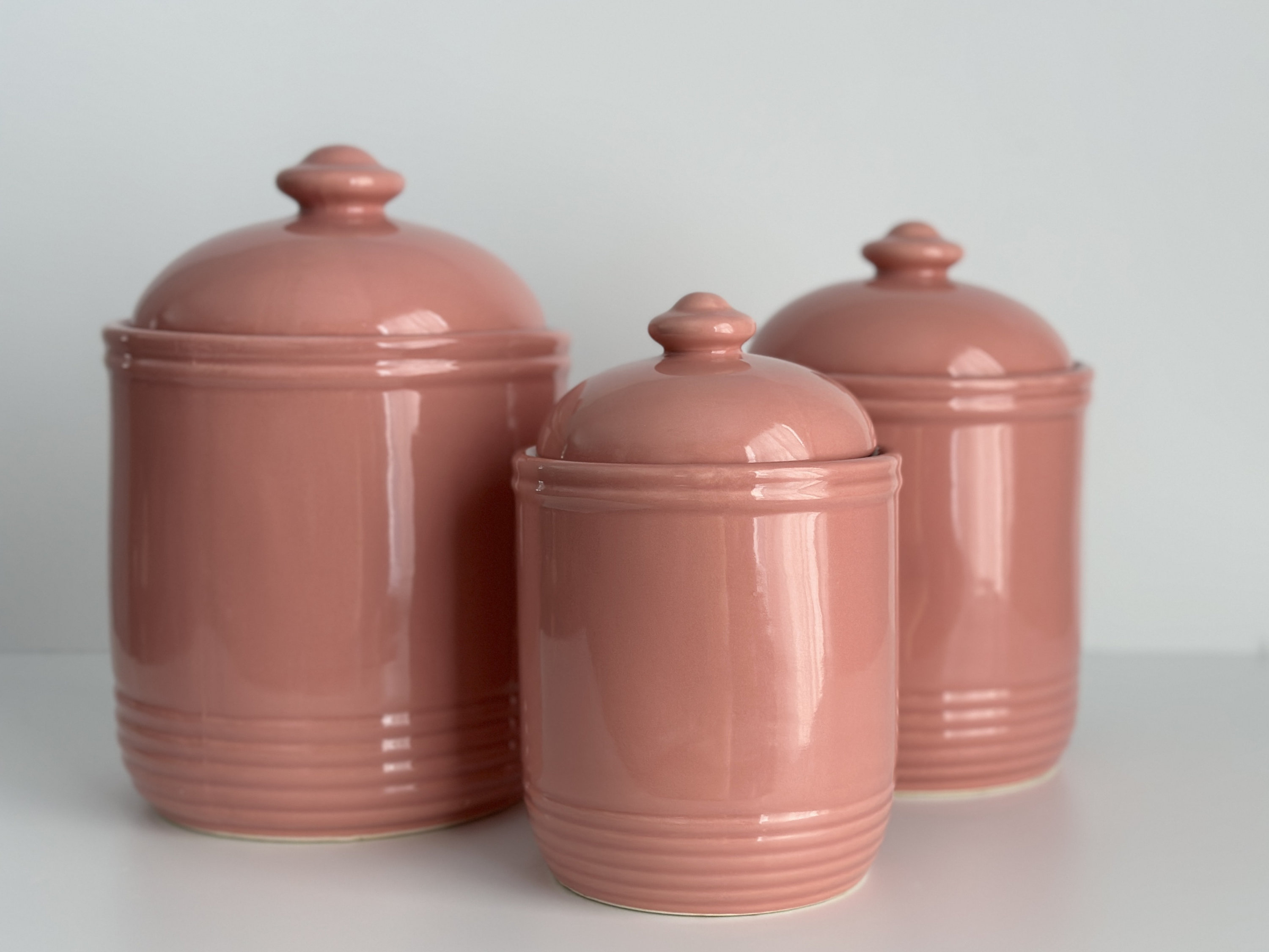 Vintage Pink Ceramic Canister Set Color Connection Montgomery - Etsy