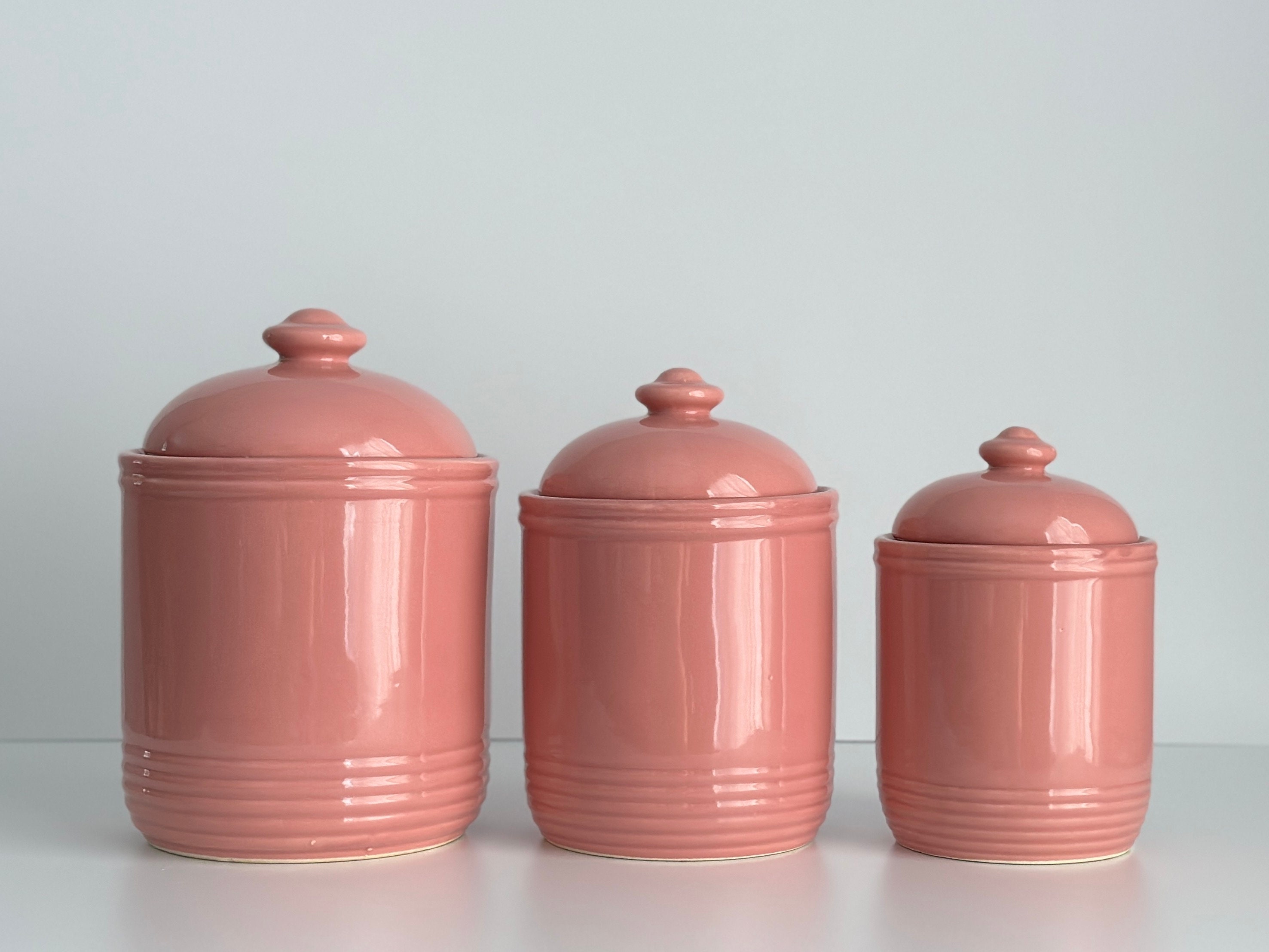 Vintage Pink Ceramic Canister Set Color Connection Montgomery - Etsy