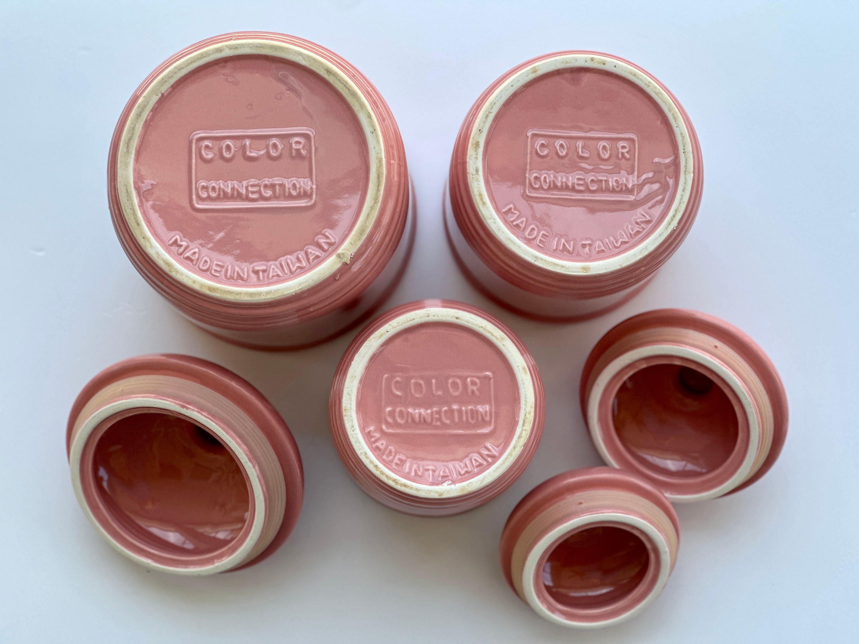 Vintage Pink Ceramic Canister Set Color Connection Montgomery - Etsy