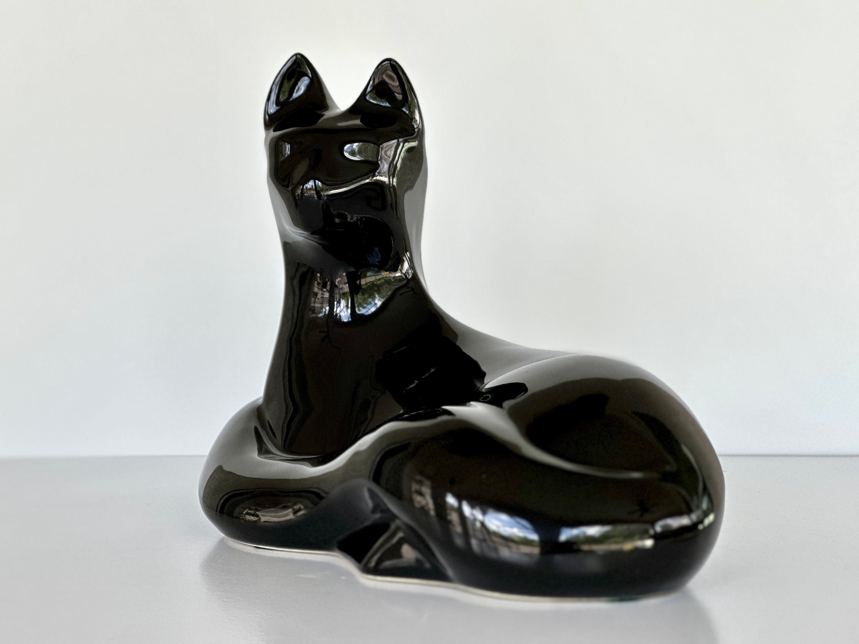 Vintage Ceramic High Gloss Black Cat Statue Haeger Pottery - Etsy