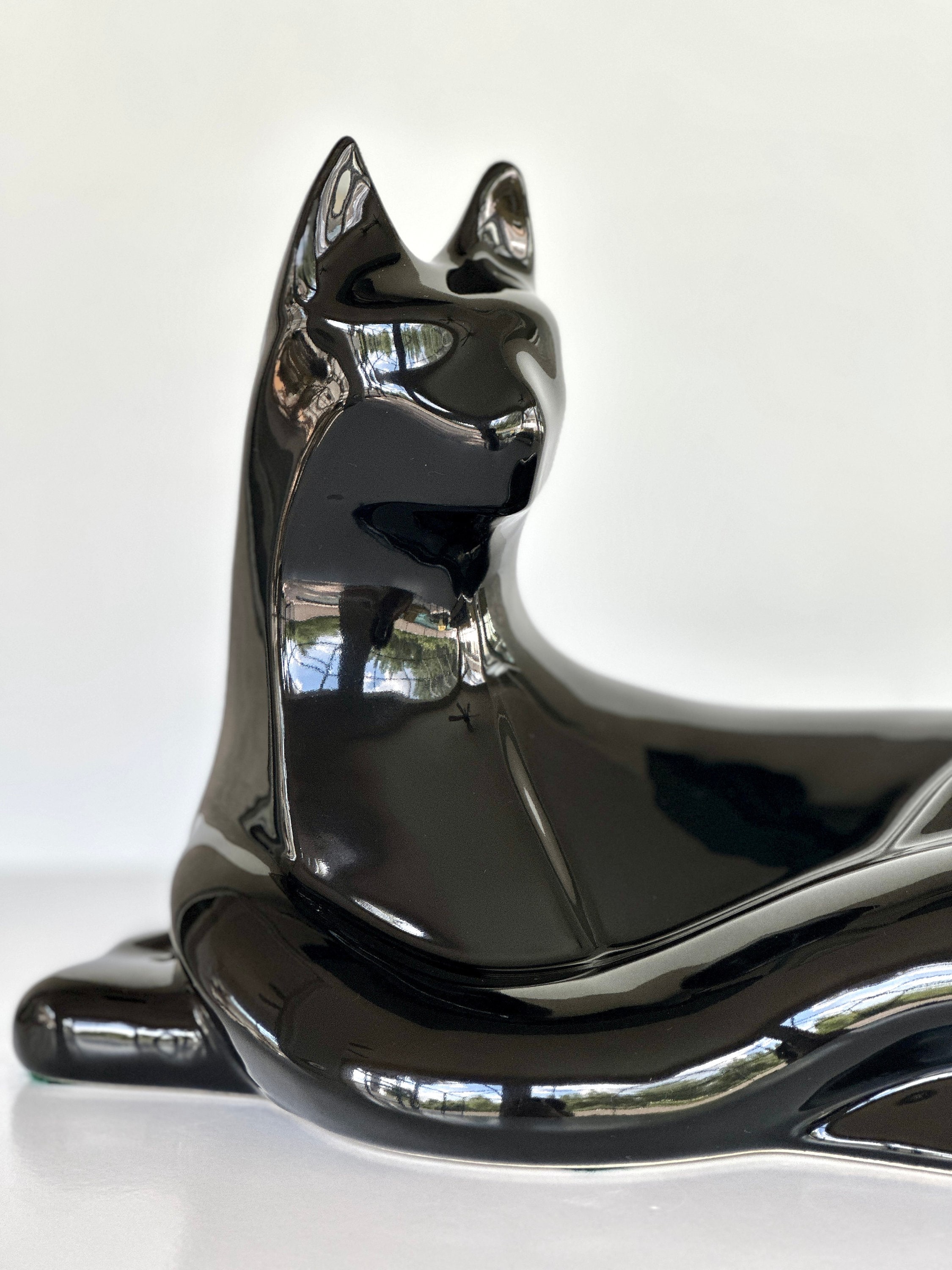 Vintage Ceramic High Gloss Black Cat Statue Haeger Pottery - Etsy