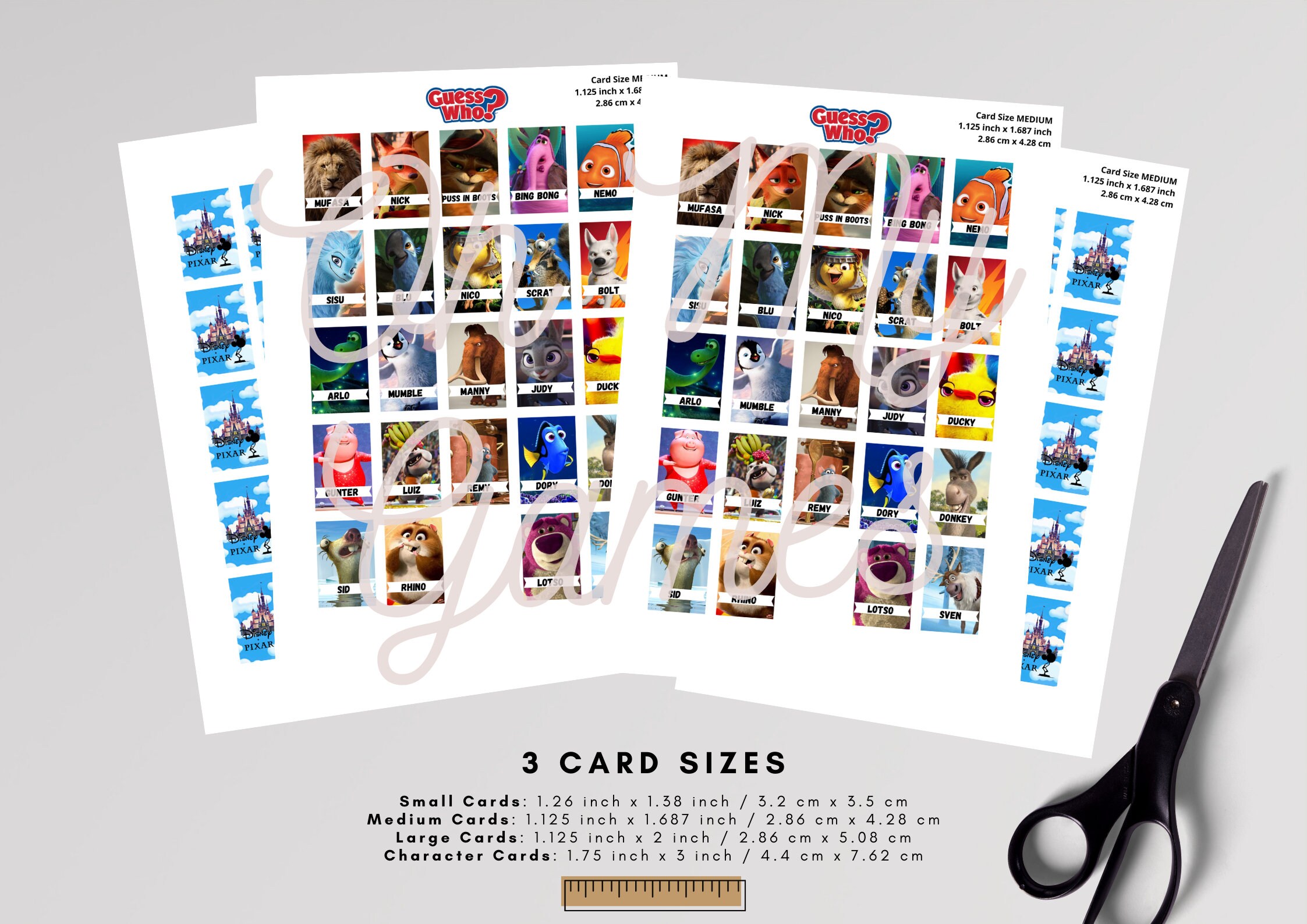 Disney Pixar Animals Guess Who Game Cards Printable Game - Etsy