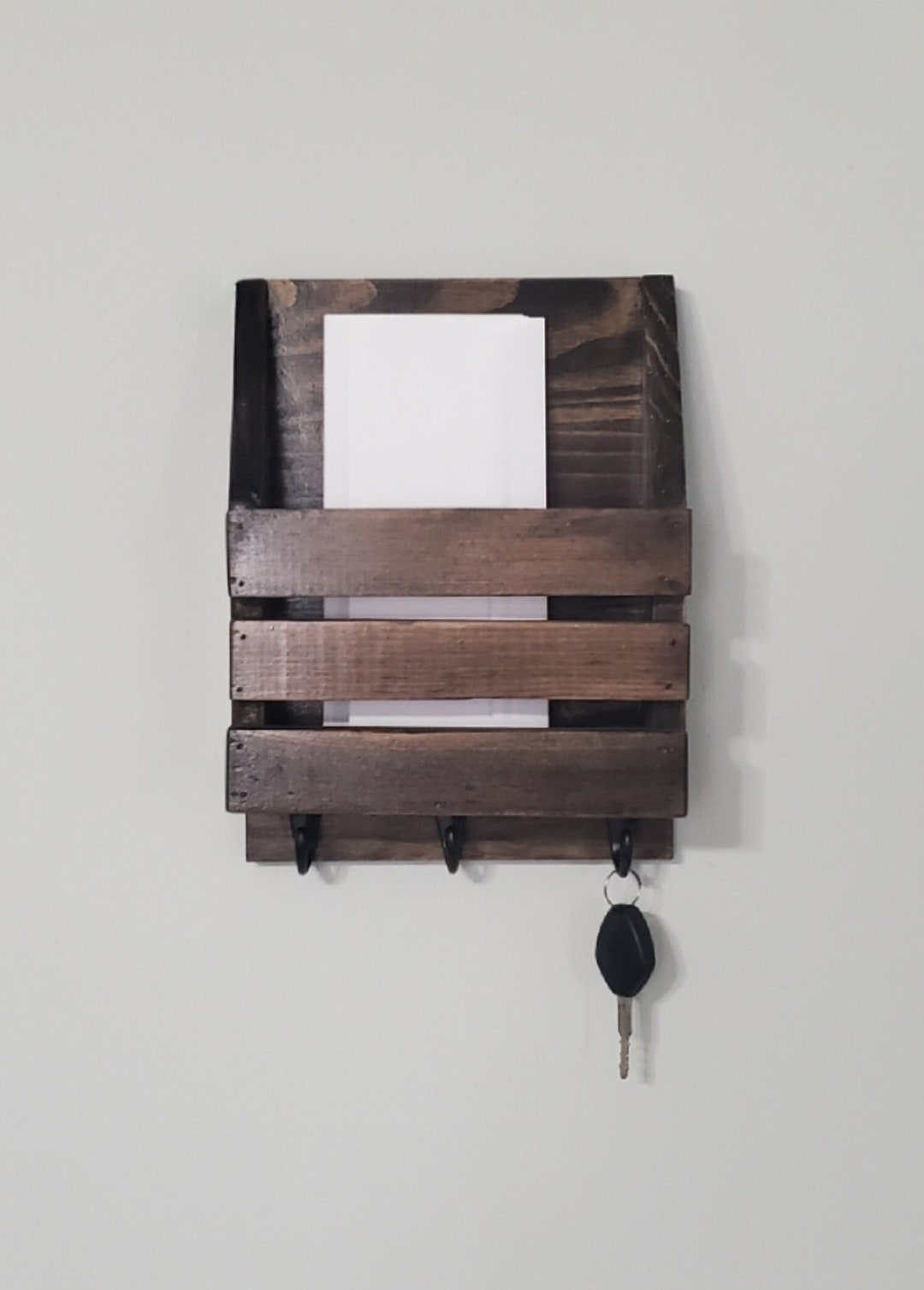 Rustic Wood Mail and Key Holder: Farmhouse Entryway Organizer - Etsy