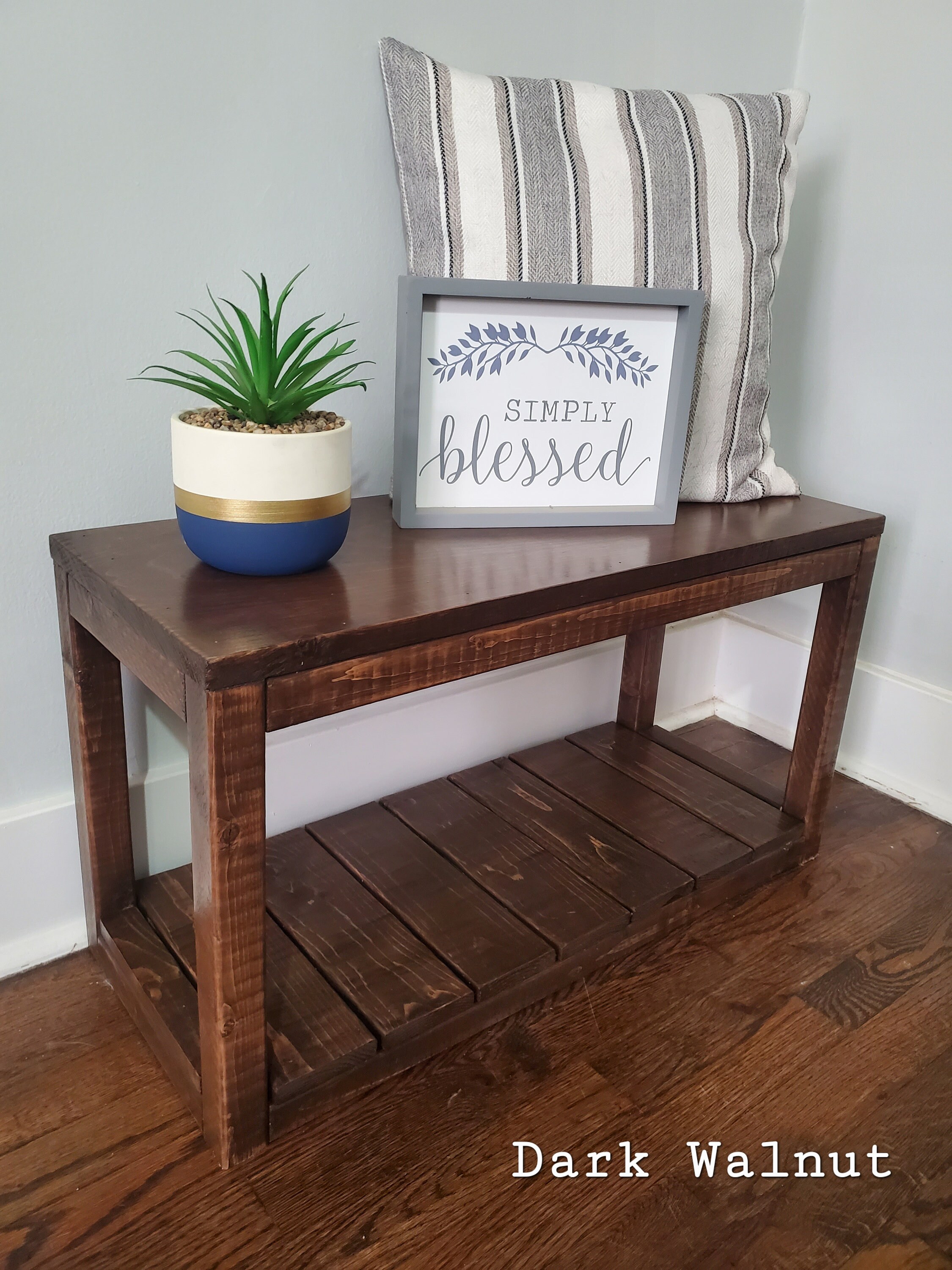Small Wooden Entry Bench With Shoe Shelf: Farmhouse Decor - Etsy
