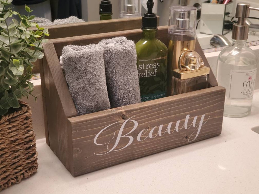 Custom Wooden Bathroom Caddy Toiletry & Makeup Storage Christmas Gift ...