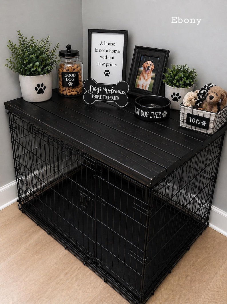 Wood Dog Crate Topper: Rustic Pet Furniture, Entry Table - Etsy