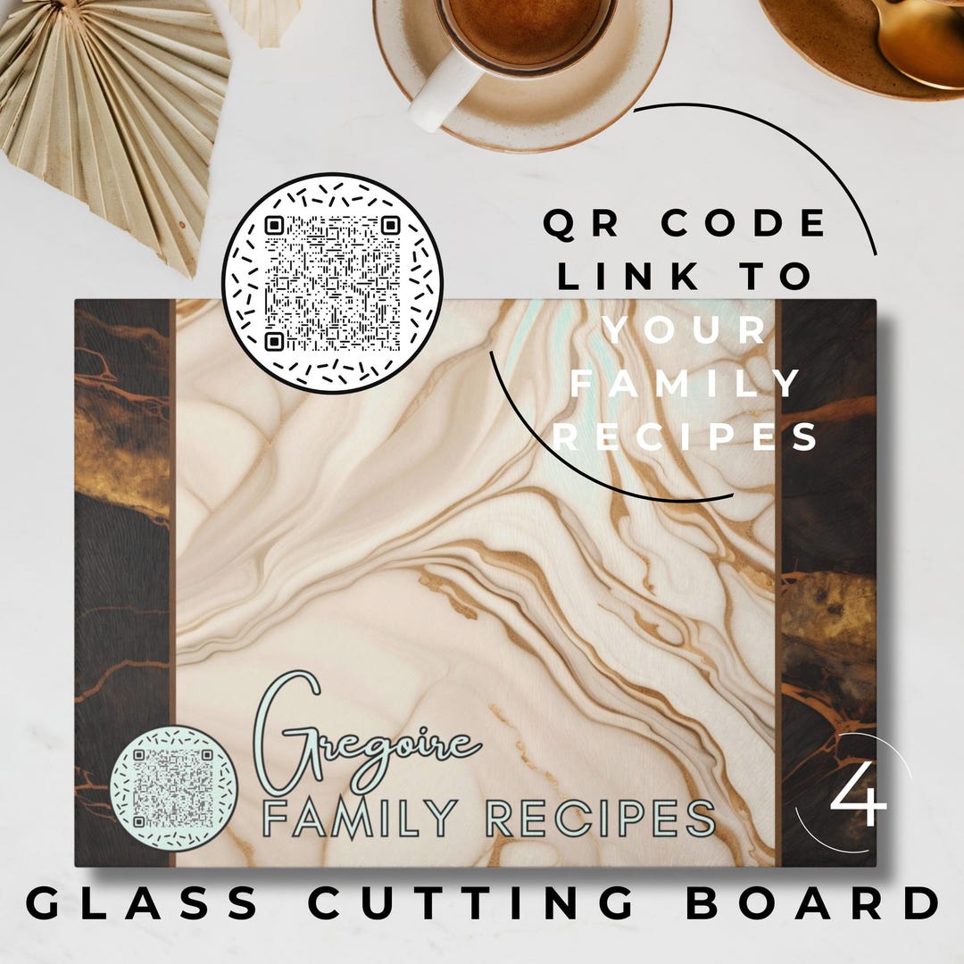 Personalized Recipe QR Code Glass Marble Cutting Board. - Etsy