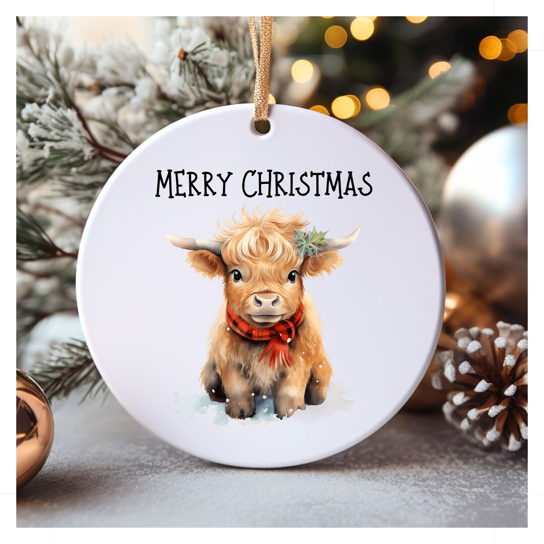 Highland Cow Ornament, Highland Cow Tree Ornament, Farm Ornament ...