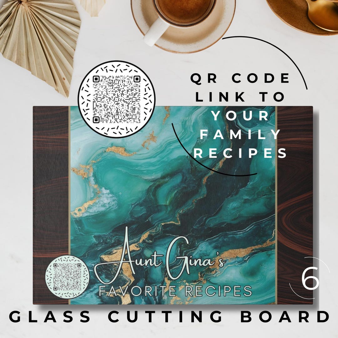 Personalized Recipe QR Code Glass Marble Cutting Board. - Etsy