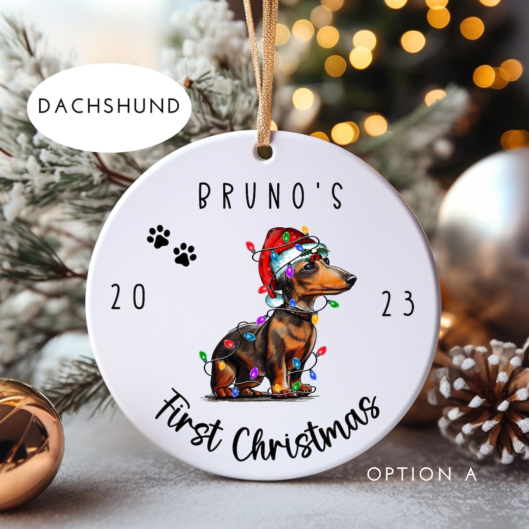 Personalized Dachshund Dog First Christmas Ornament, Weiner Dog Gifts ...