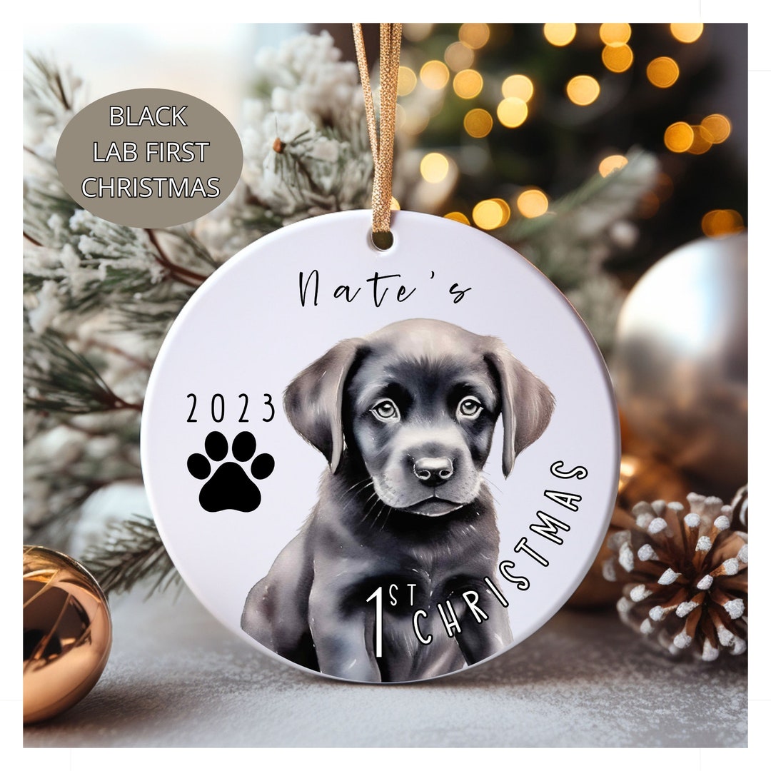 Black Lab Dogs First Christmas Ornament Personalized, Custom Pet ...