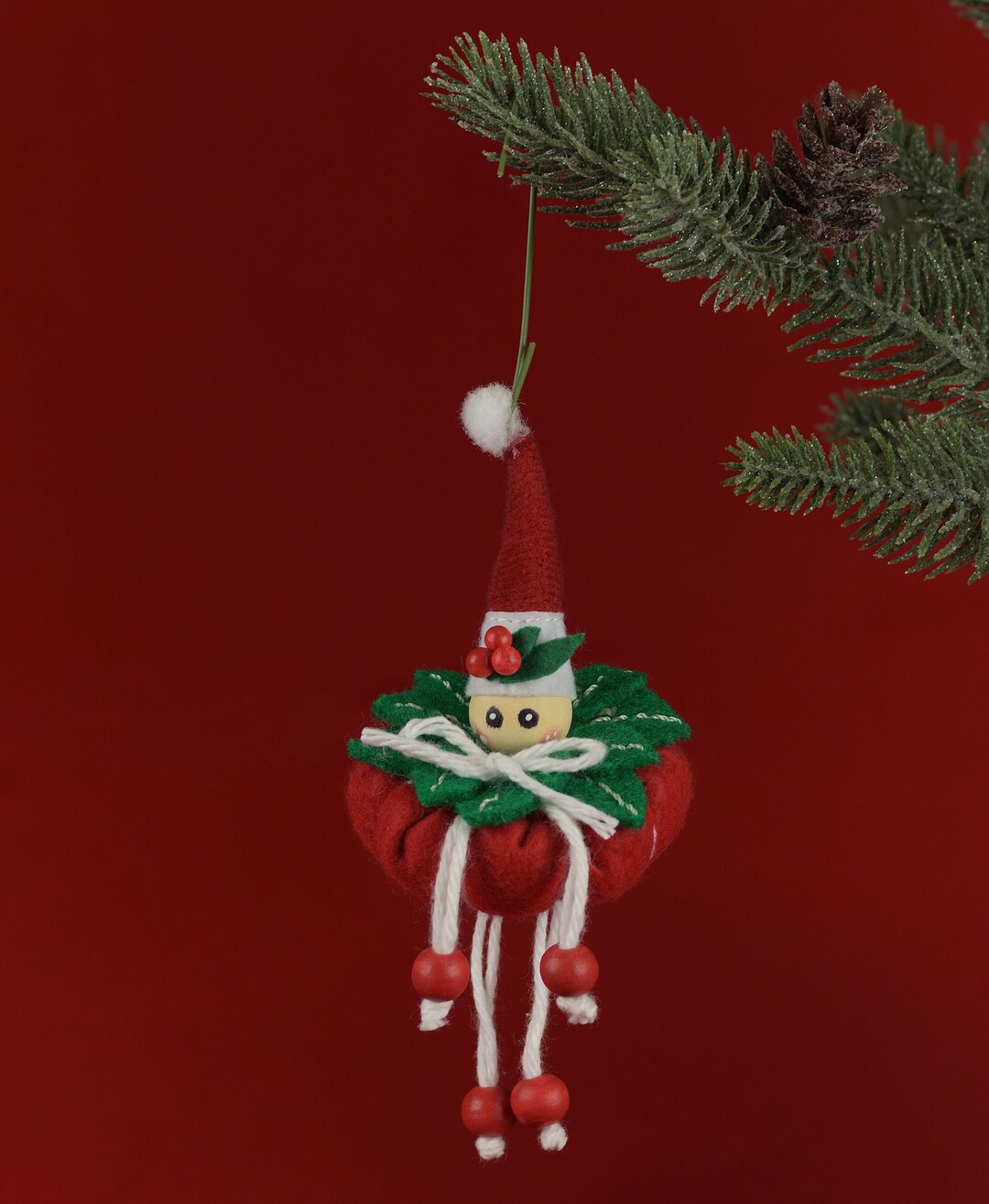 Red Felt Elf Ornament Handmade Christmas Elf Cute Italian Elf Ornament ...