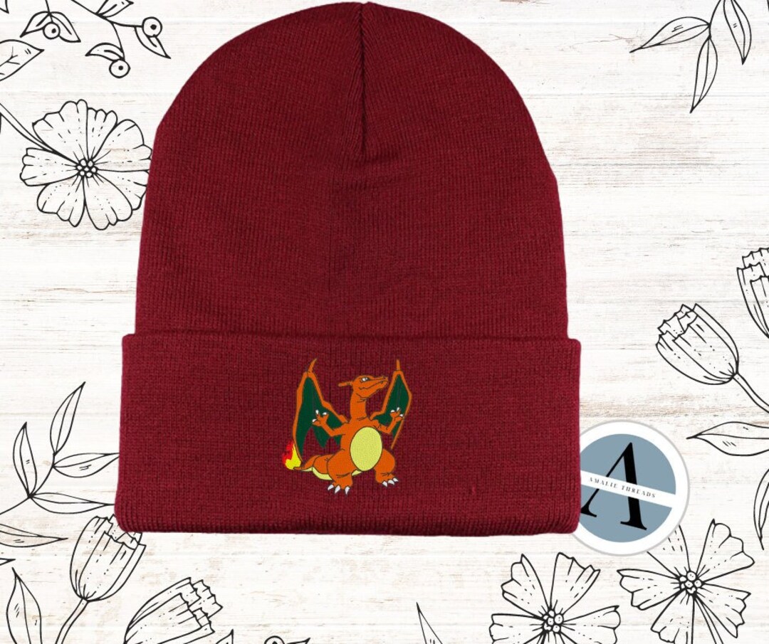 Pokemon Inspired Embroidered Beanie Charizard - Etsy