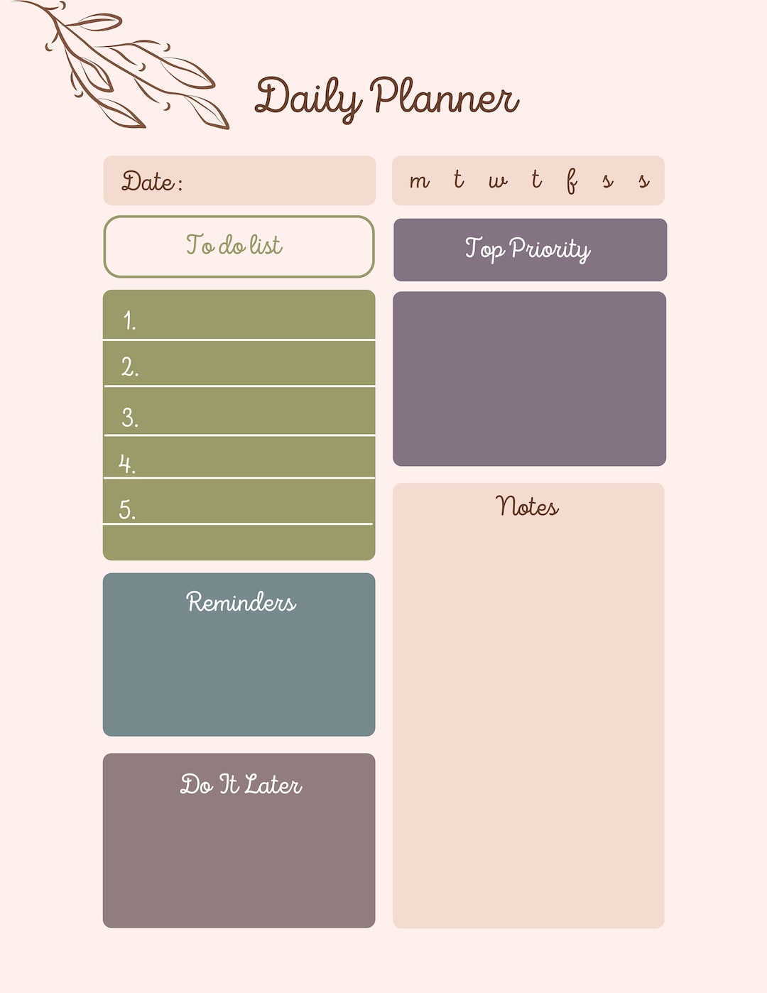 Simple & Clean Daily Planner With Cool Dark Hues - Etsy