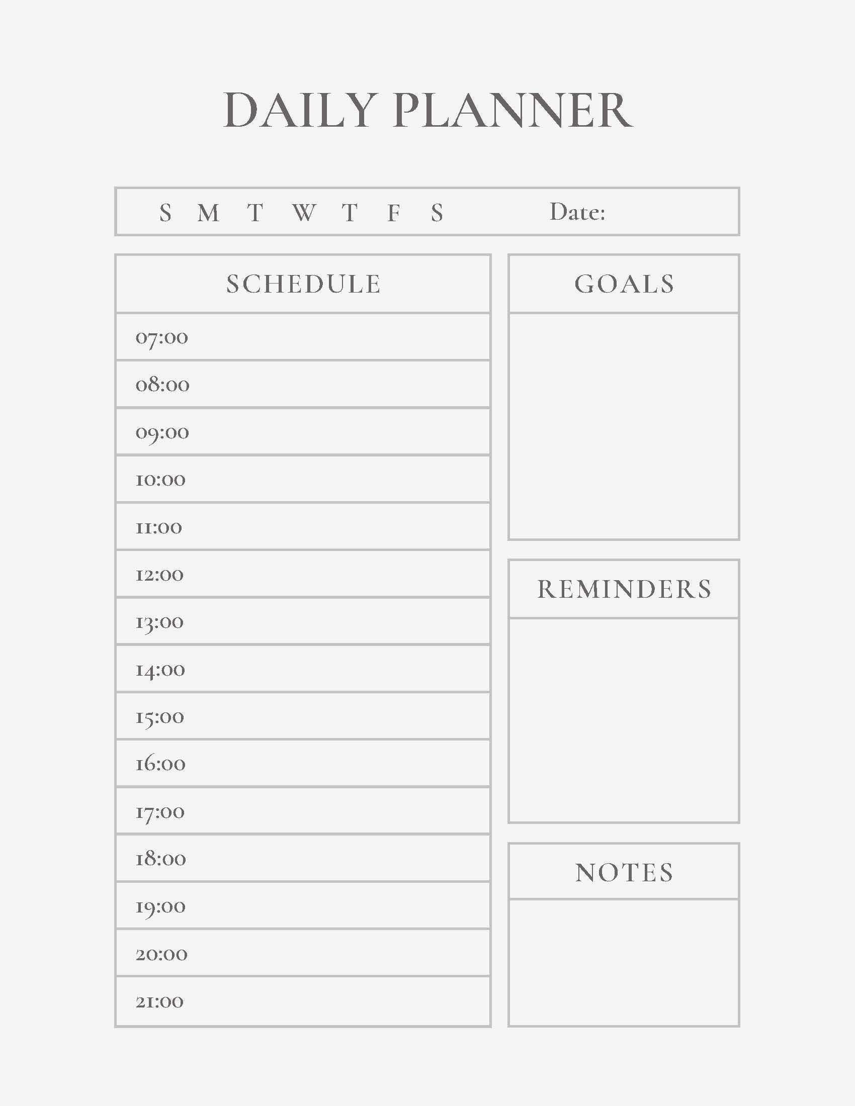 Grey Minimalist Daily Weekly Monthly Planner (free Notes Page Included ...