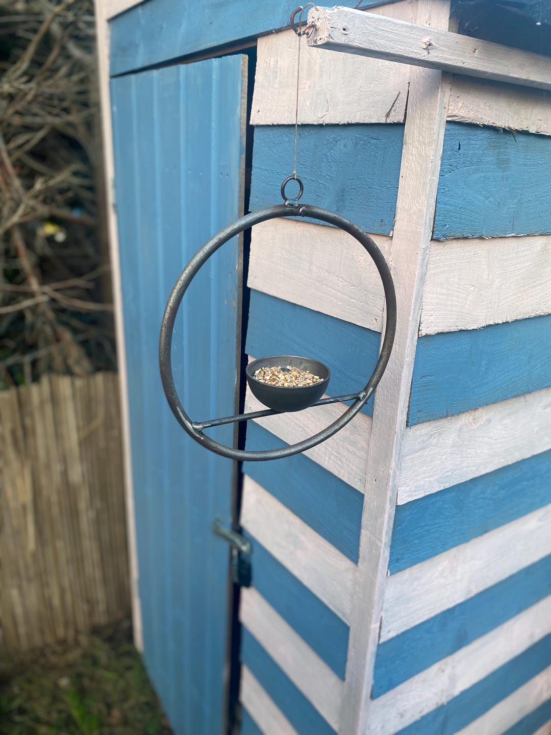 Rustic Raw Steel Bird Feeder | Handmade Metal Garden Feeder ...