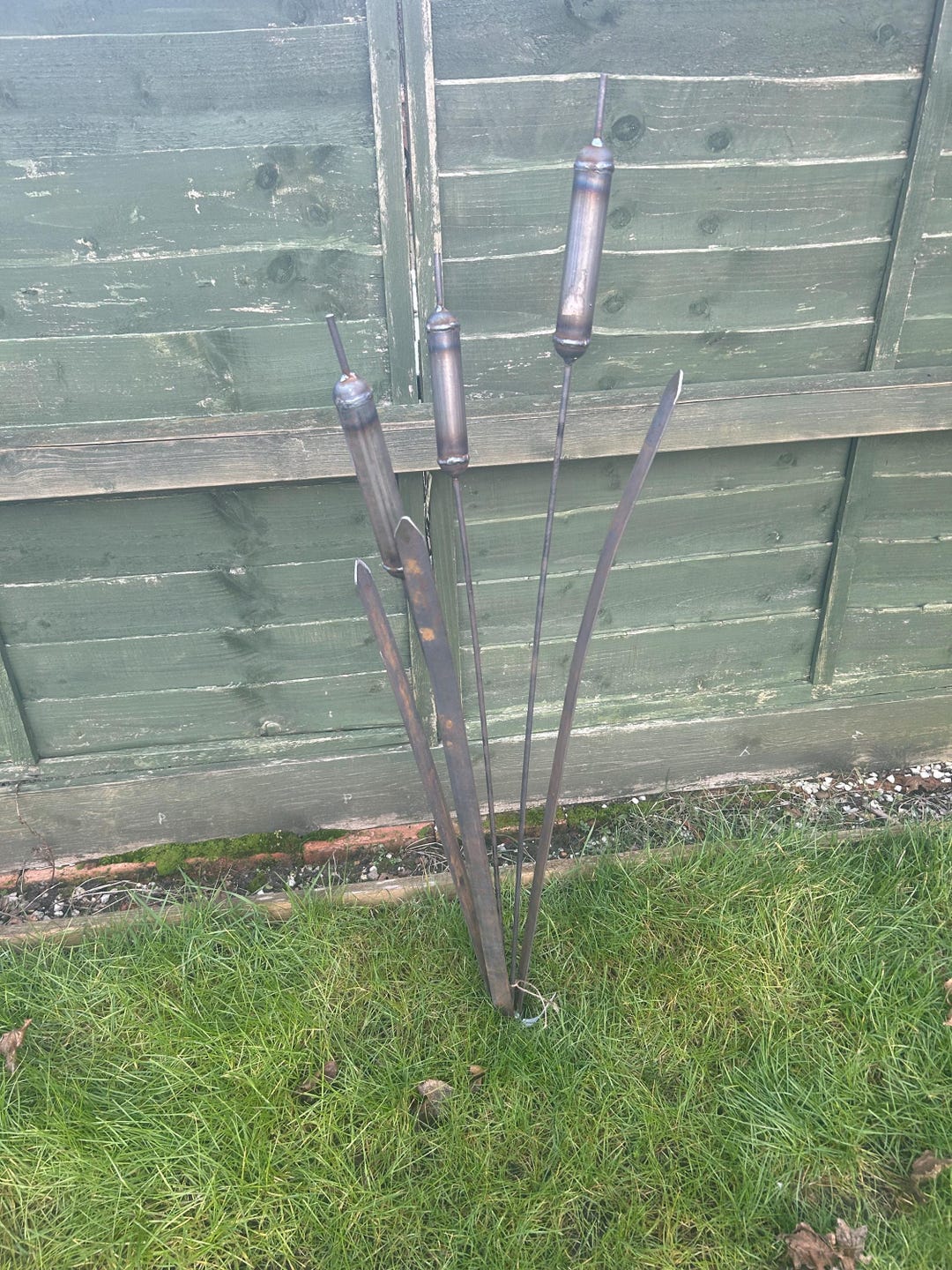 Rustic Metal Bulrush Sculpture / Handmade Bulrush Garden Decor, Steel ...