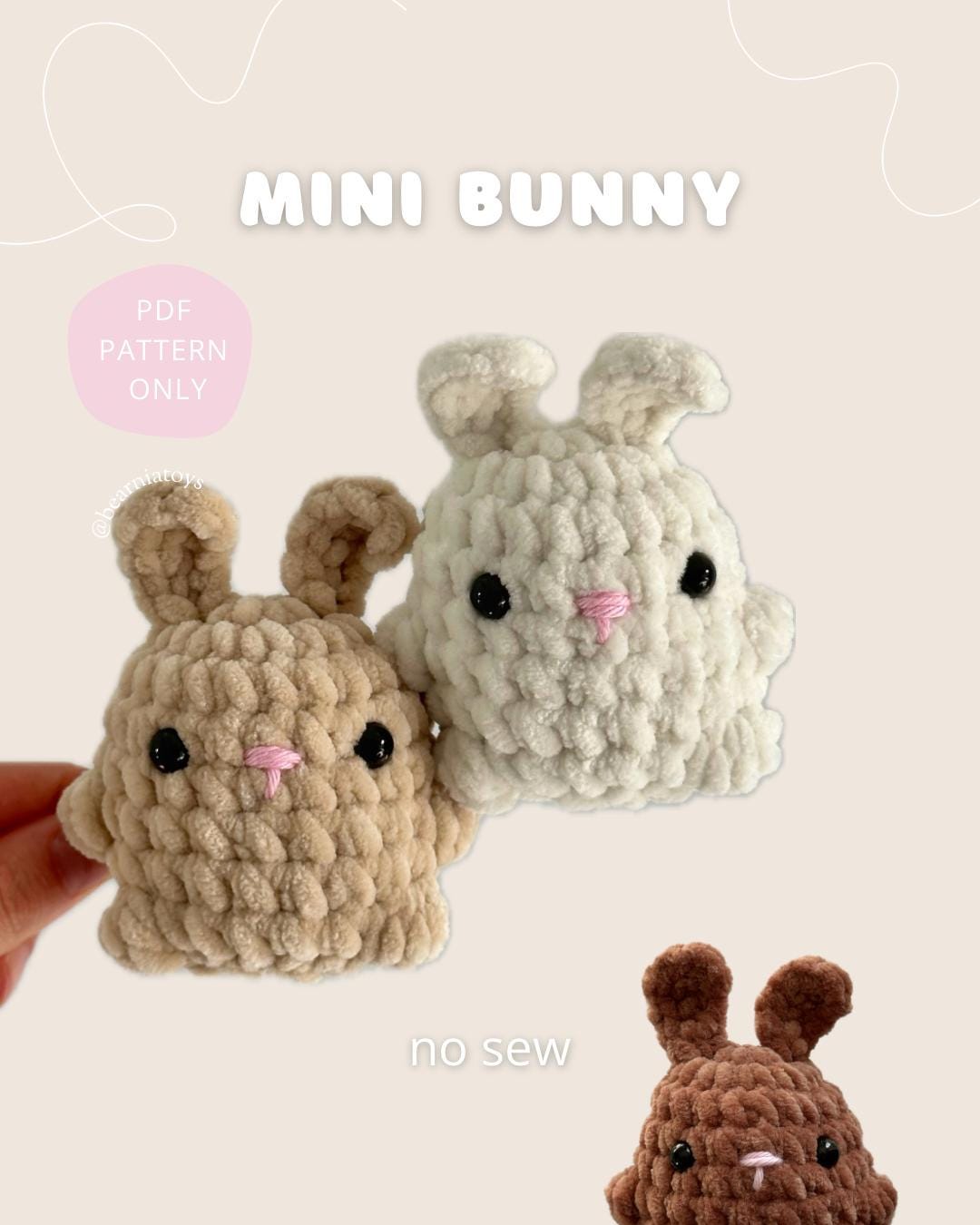 No Sew Mini Bunny Crochet Pattern – Easy Chubby Bunny Amigurumi, Spring ...