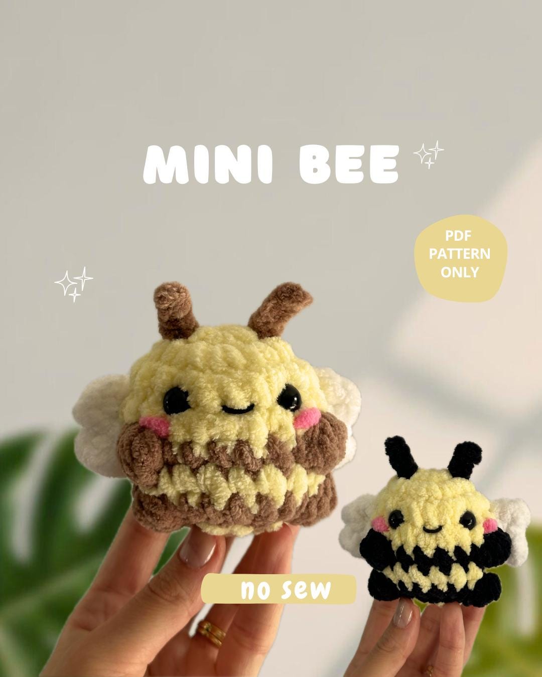 Mini Bee Crochet Pattern, No Sew Crochet Pattern, Bumble Bee, Chubby ...