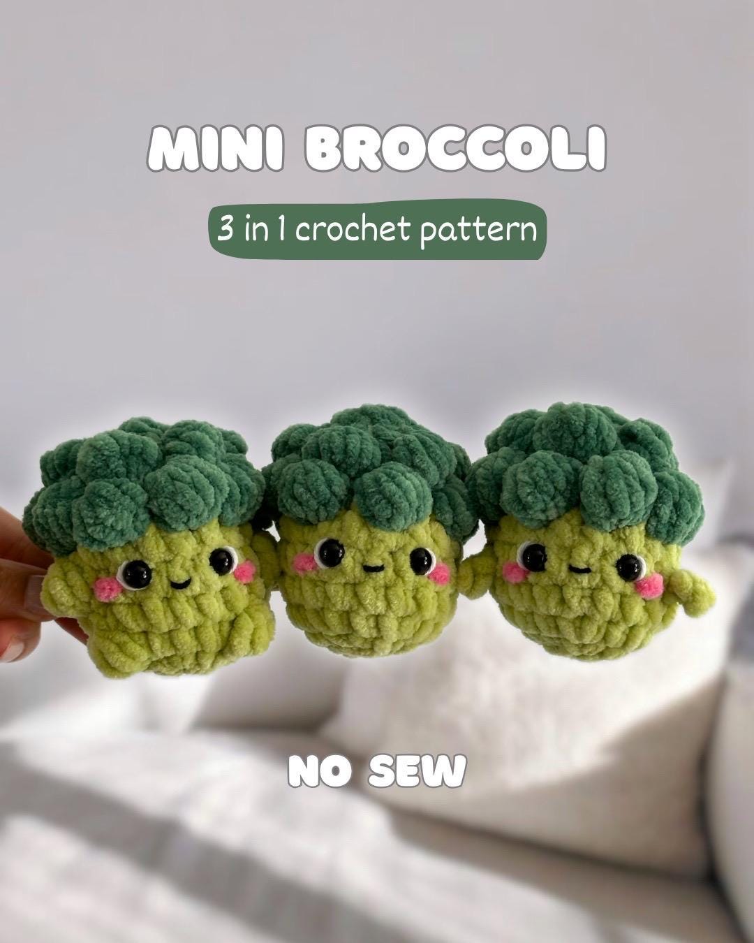 NO SEW Broccoli Amigurumi Crochet Pattern Plushie, Cauliflower Crochet ...