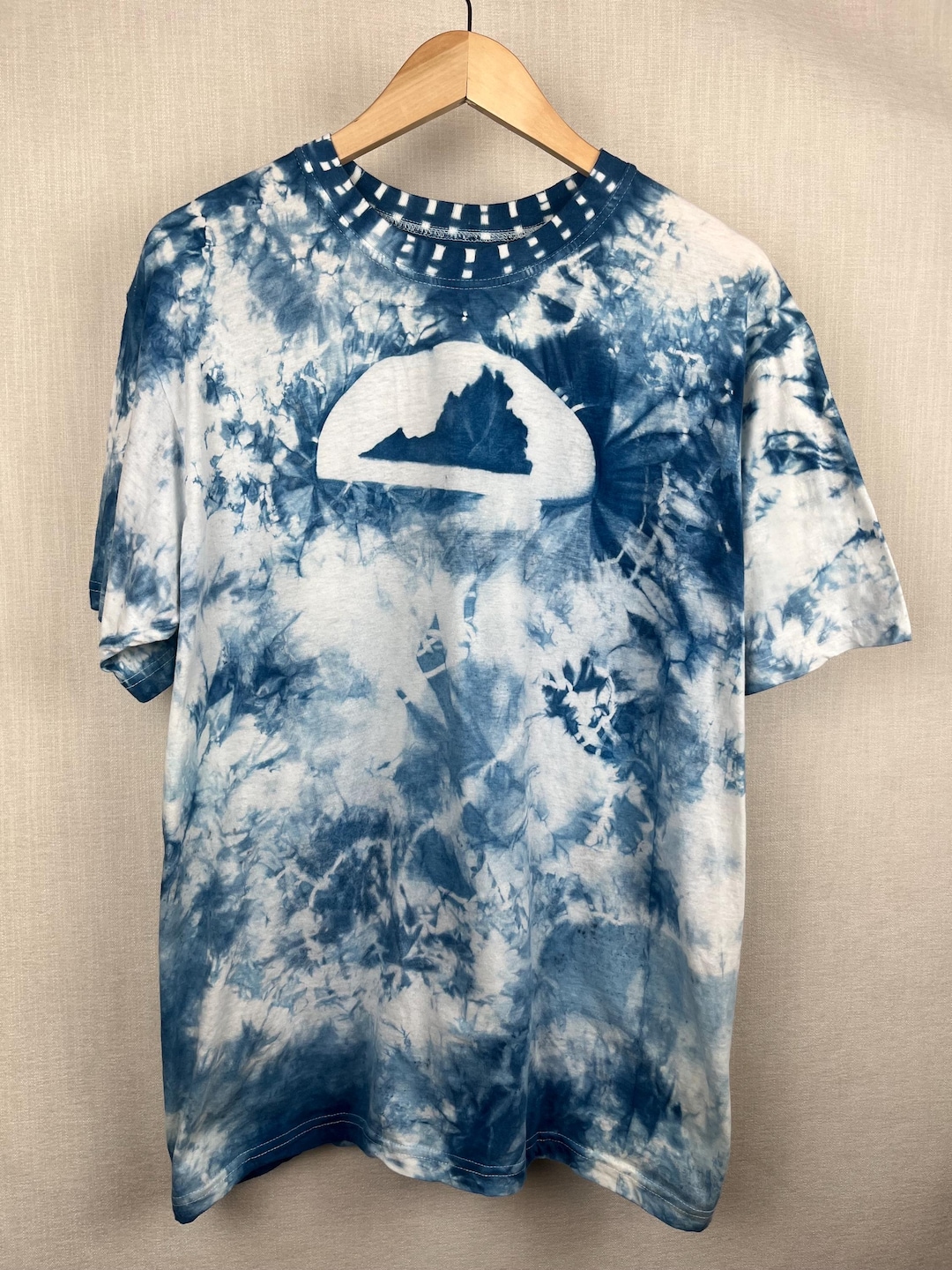 Xl Natural Dye Indigo Blue Virginia State Upcycled T-shirt/unisex/men ...