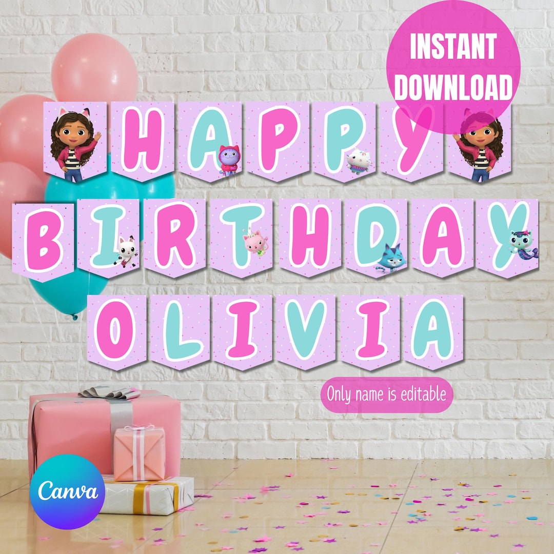 Gabby Printable Birthday Banner // Gabby and Friends Party // Gabby ...