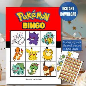 Printable Pikachu Party Games // Pikachu and Friends Printable Bingo ...