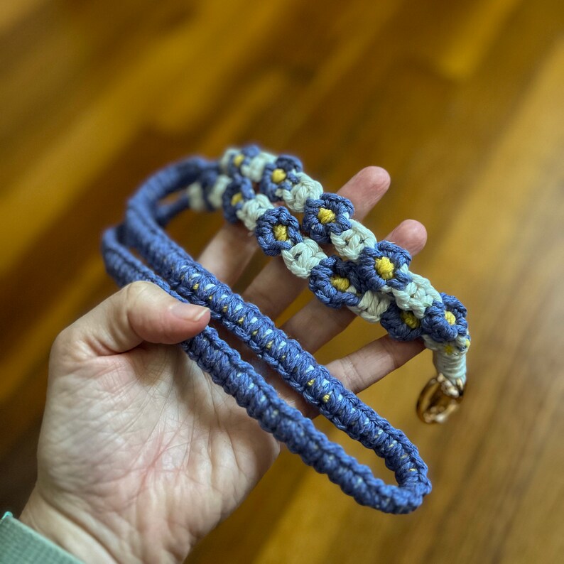 Daisy Macrame Lanyard Badge Card Holder Handmade Woven Flower Necklace ...