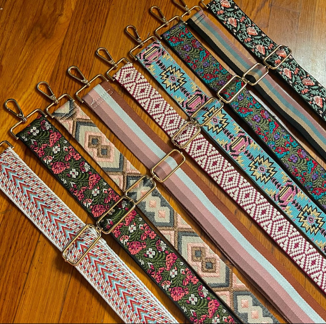 Colorful Pink Red Maroon Pattern Crossbody Guitar Purse Straps, Travel ...