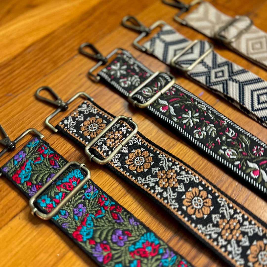 Antique Gold Hardware Pattern Crossbody Purse Strap, Woven Western ...