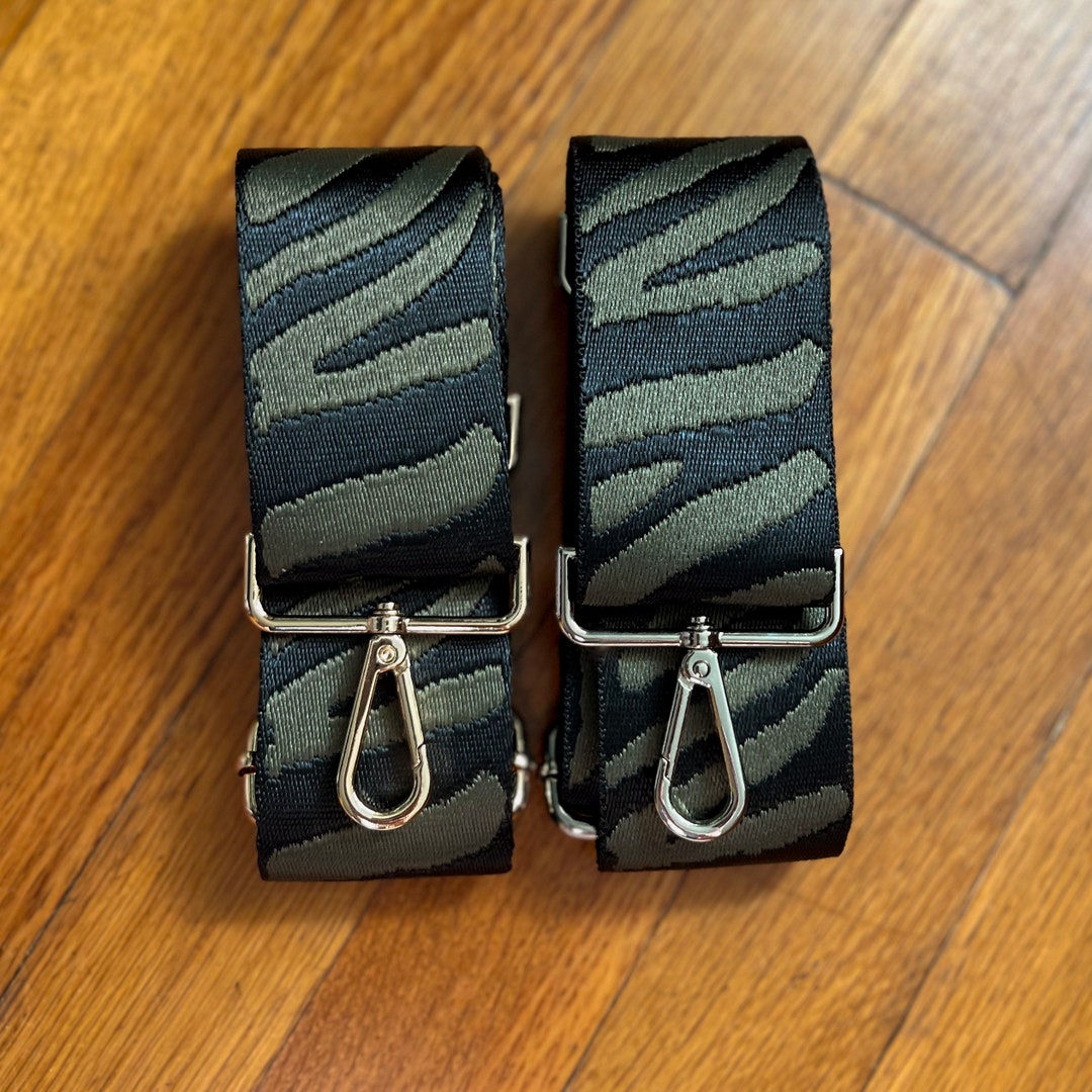 Zebra Stripe Pine Green & Black Crossbody Purse Strap, Nylon Animal ...