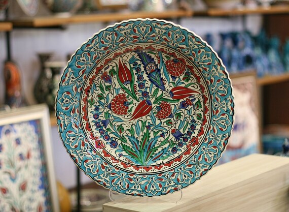 Handmade Turkish Ceramic Plate 16''/40cm Iznik - Etsy