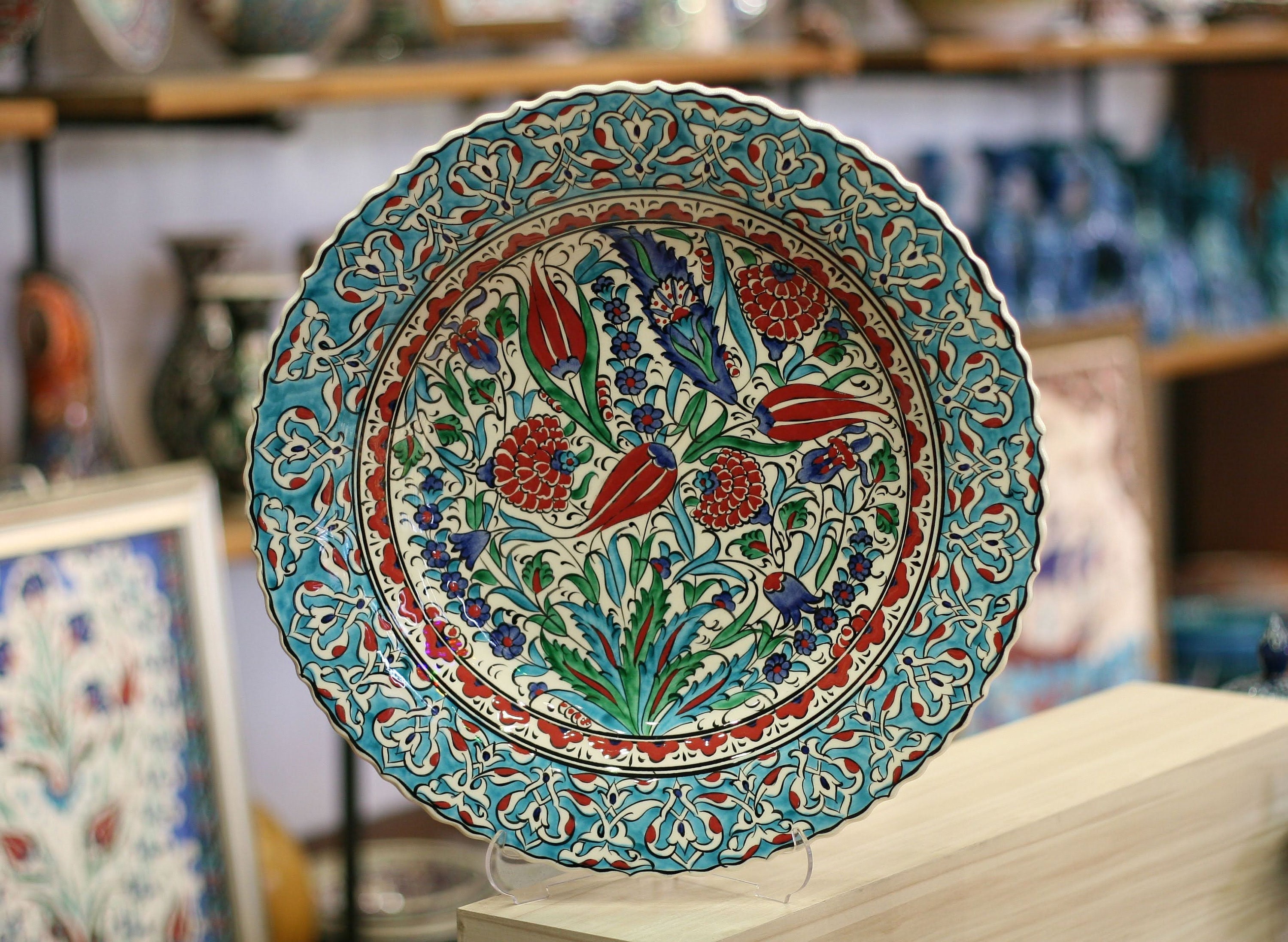 Handmade Turkish Ceramic Plate 16''/40cm Iznik Ceramic Plate Ceramic ...