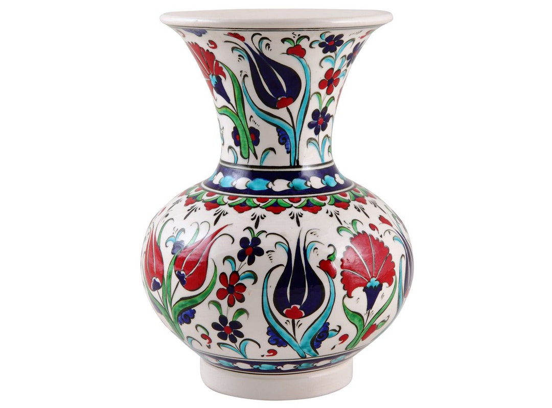 Handmade Turkish Ceramic Vase 12''/30cm Iznik Ceramic Vase Classical ...