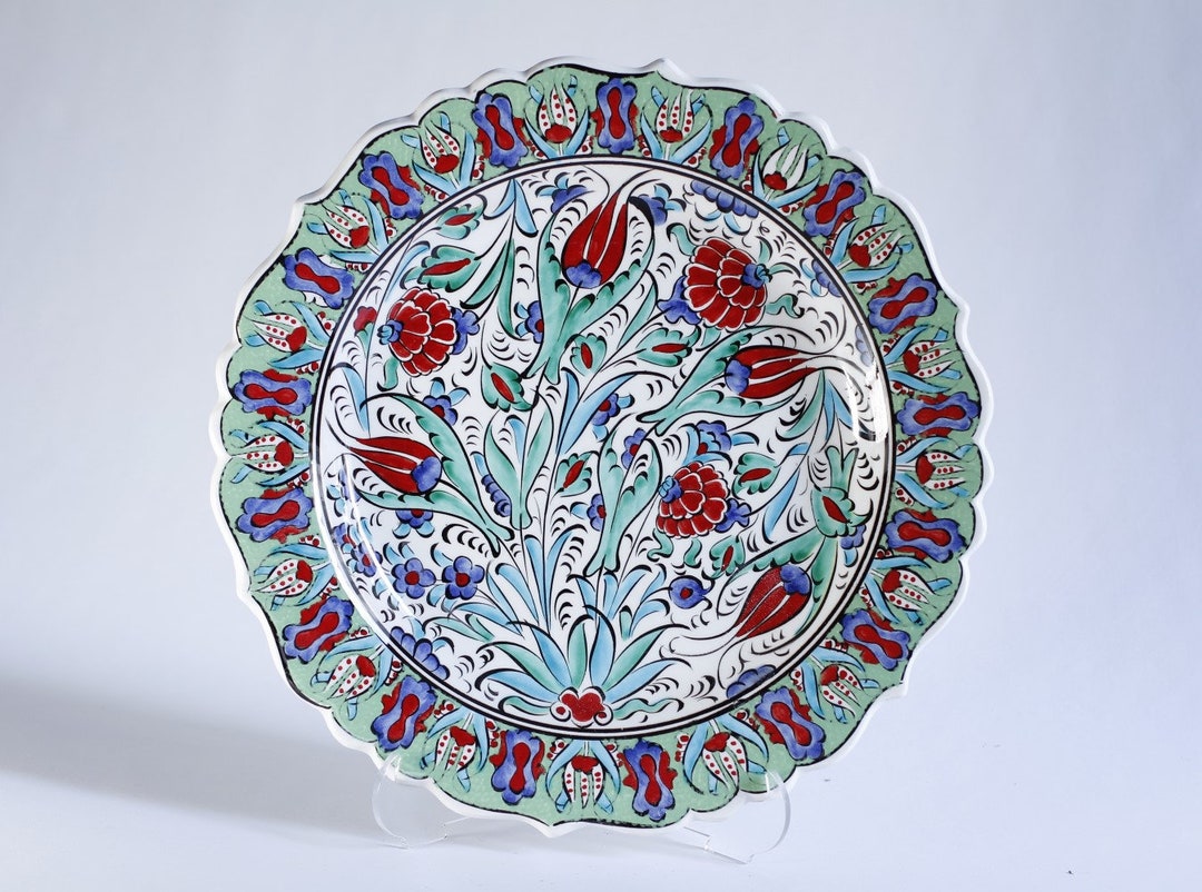 Handmade Turkish Ceramic Plate 12''/30cm Iznik Ceramic Plate Tulip and ...