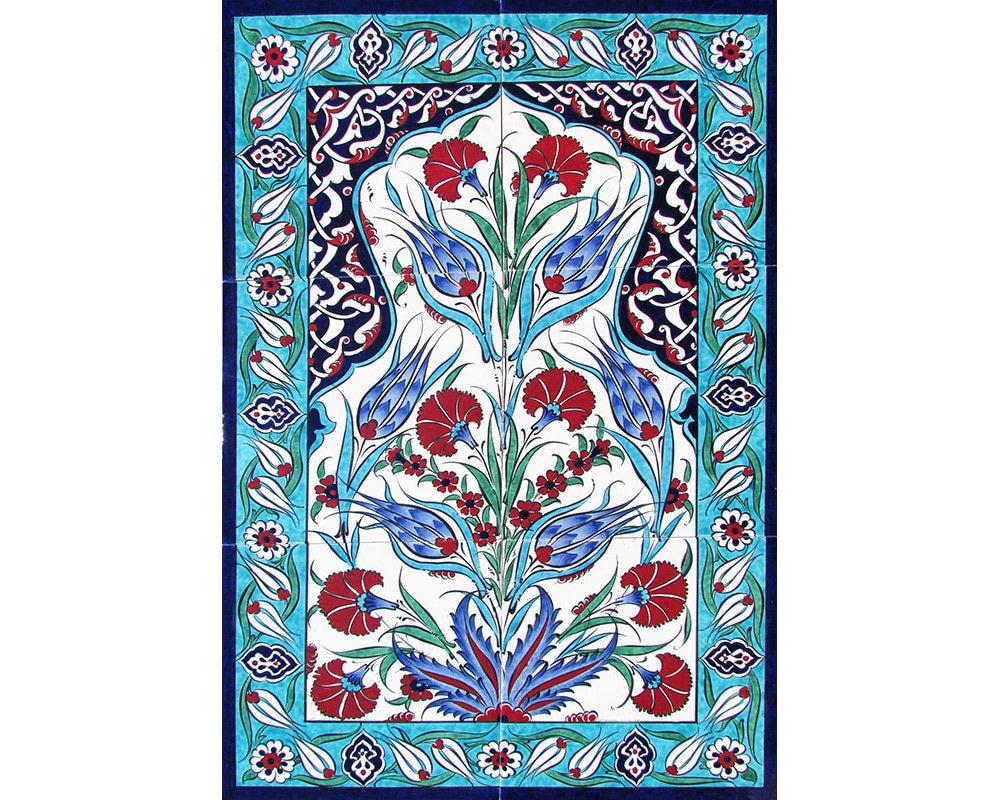 Handmade Turkish Ceramic Tile Panel Iznik Ceramic Tile Panel - Etsy