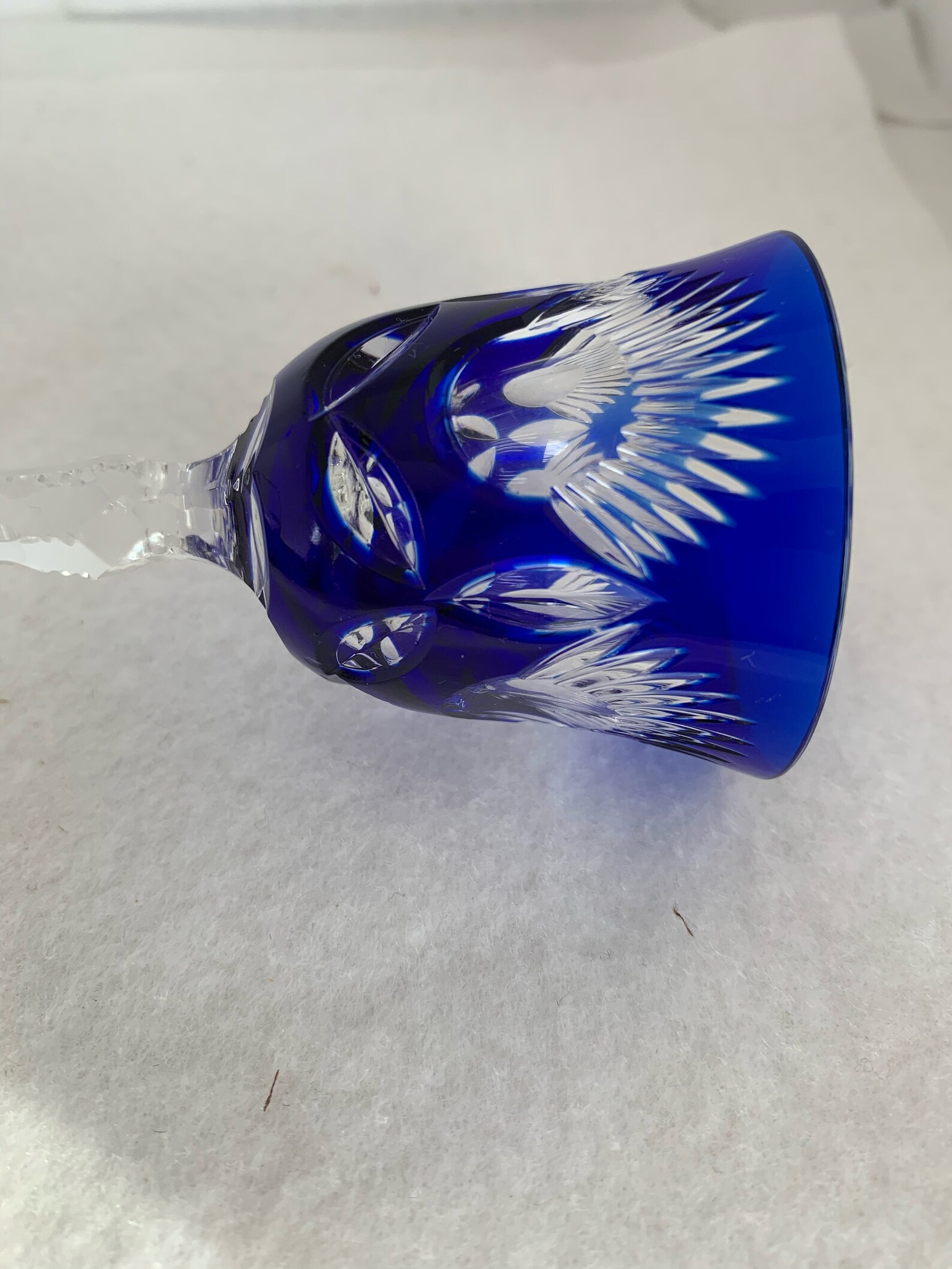 Cut Crystal Cobalt Blue Cordial Cut Stem - Etsy Ireland