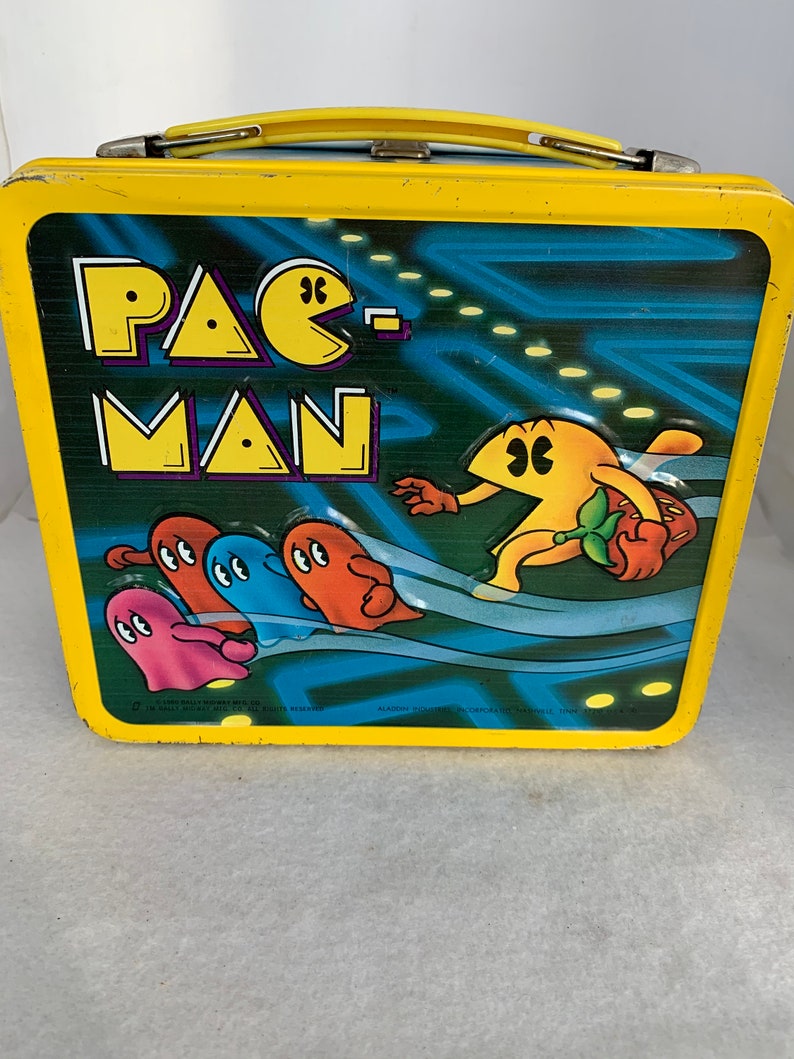 Pac-man Tin Lunch Box 1980 Aladdin Industries With THERMOS - Etsy