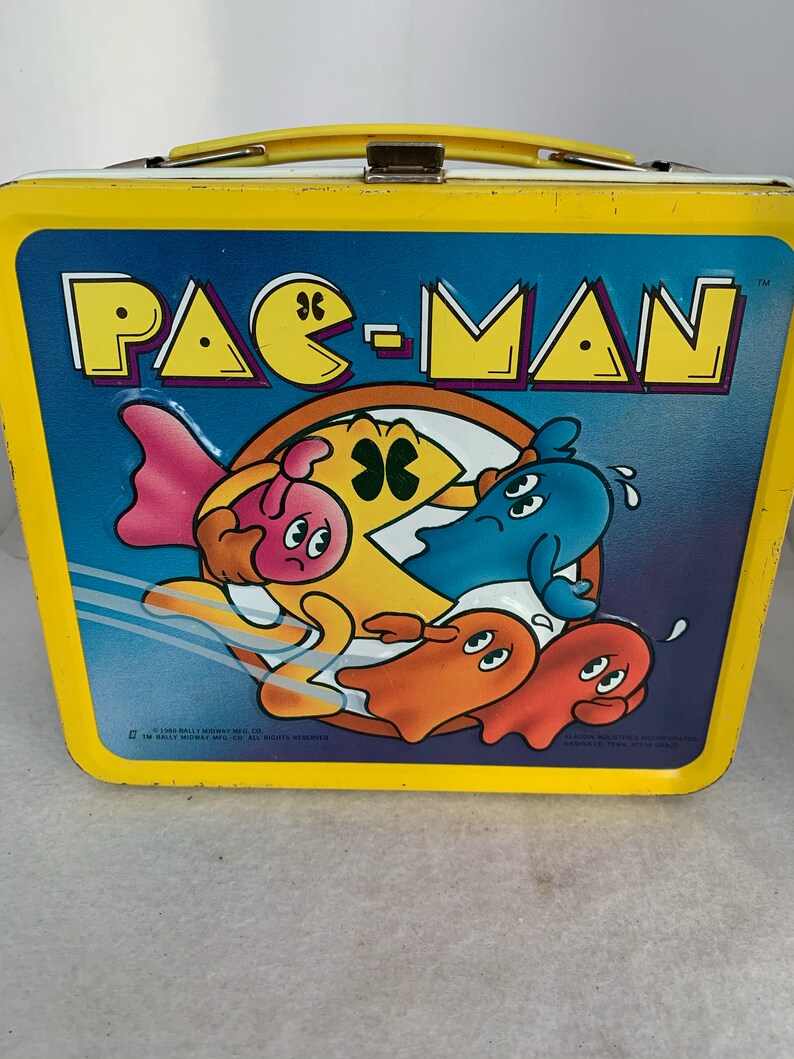 Pac-man Tin Lunch Box 1980 Aladdin Industries With THERMOS - Etsy