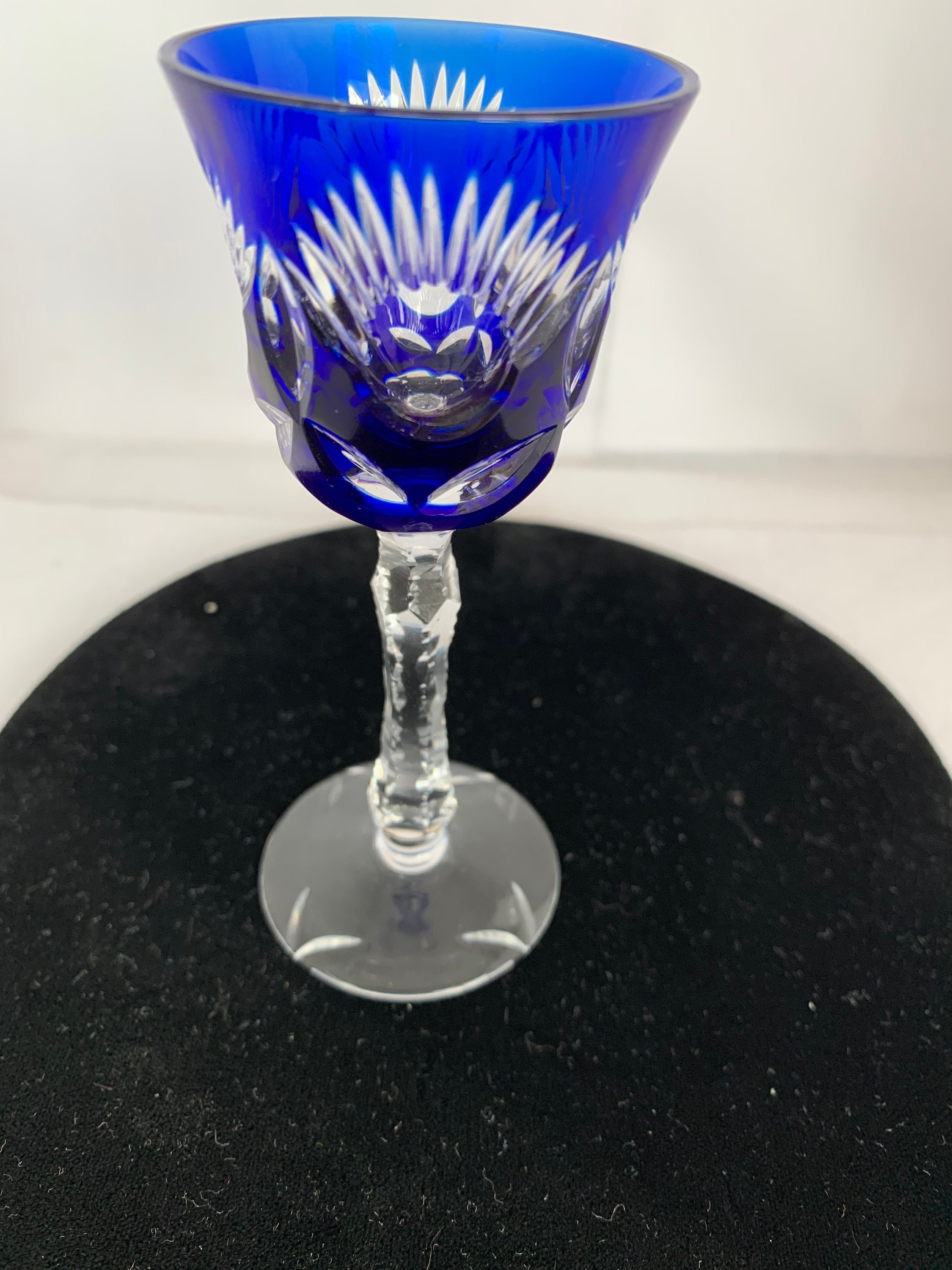 Cut Crystal Cobalt Blue Cordial Cut Stem - Etsy Ireland