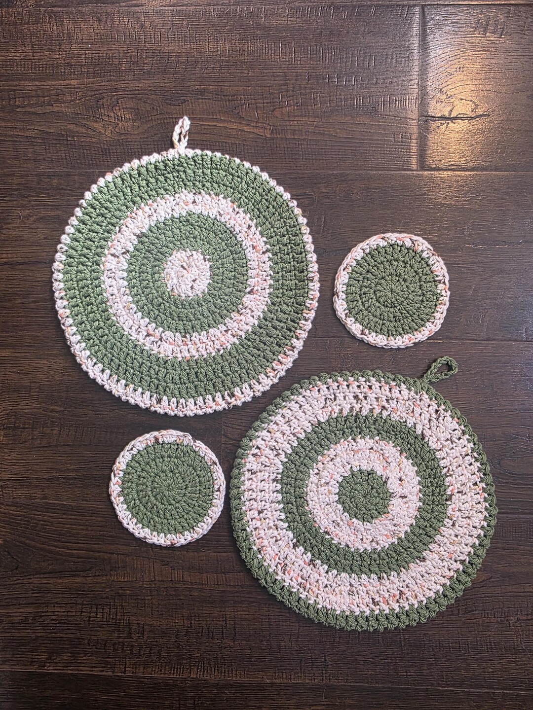 Spring Kitchen Pot Holders Hot Pads Green Sage Cream Cooking Home Chef ...