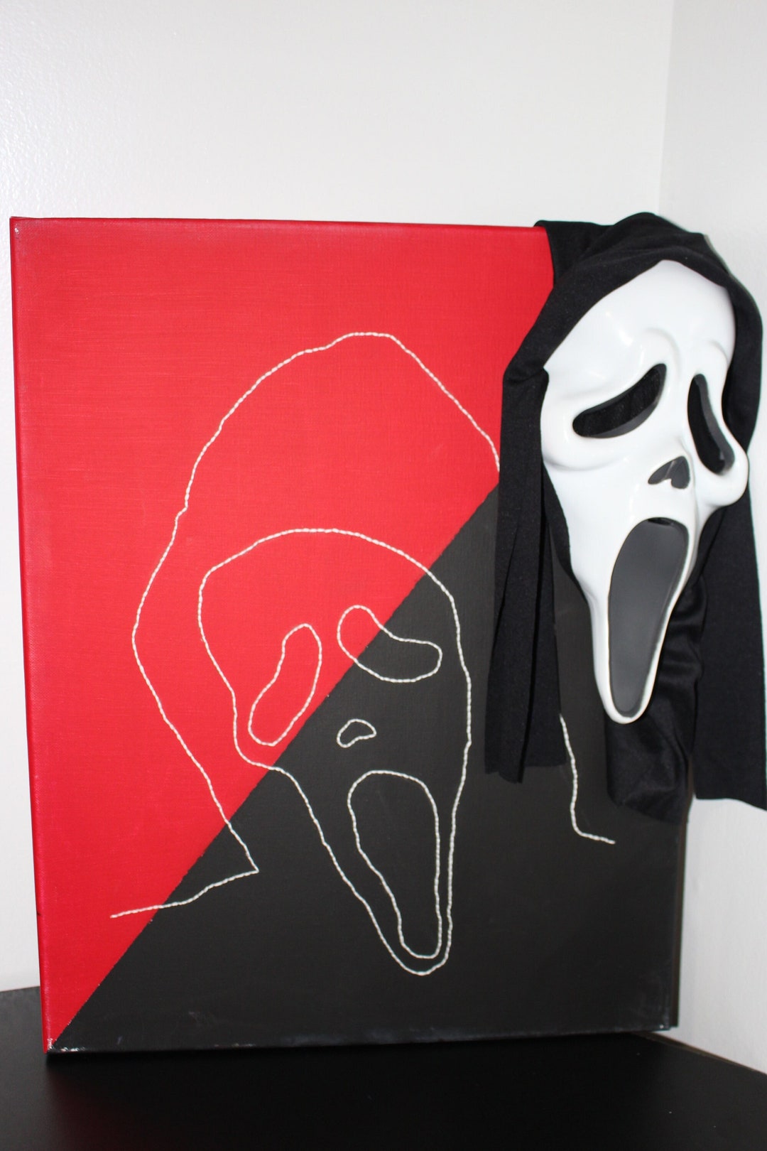 Scream Ghostface Split Colored Embroidered Canvas - Etsy