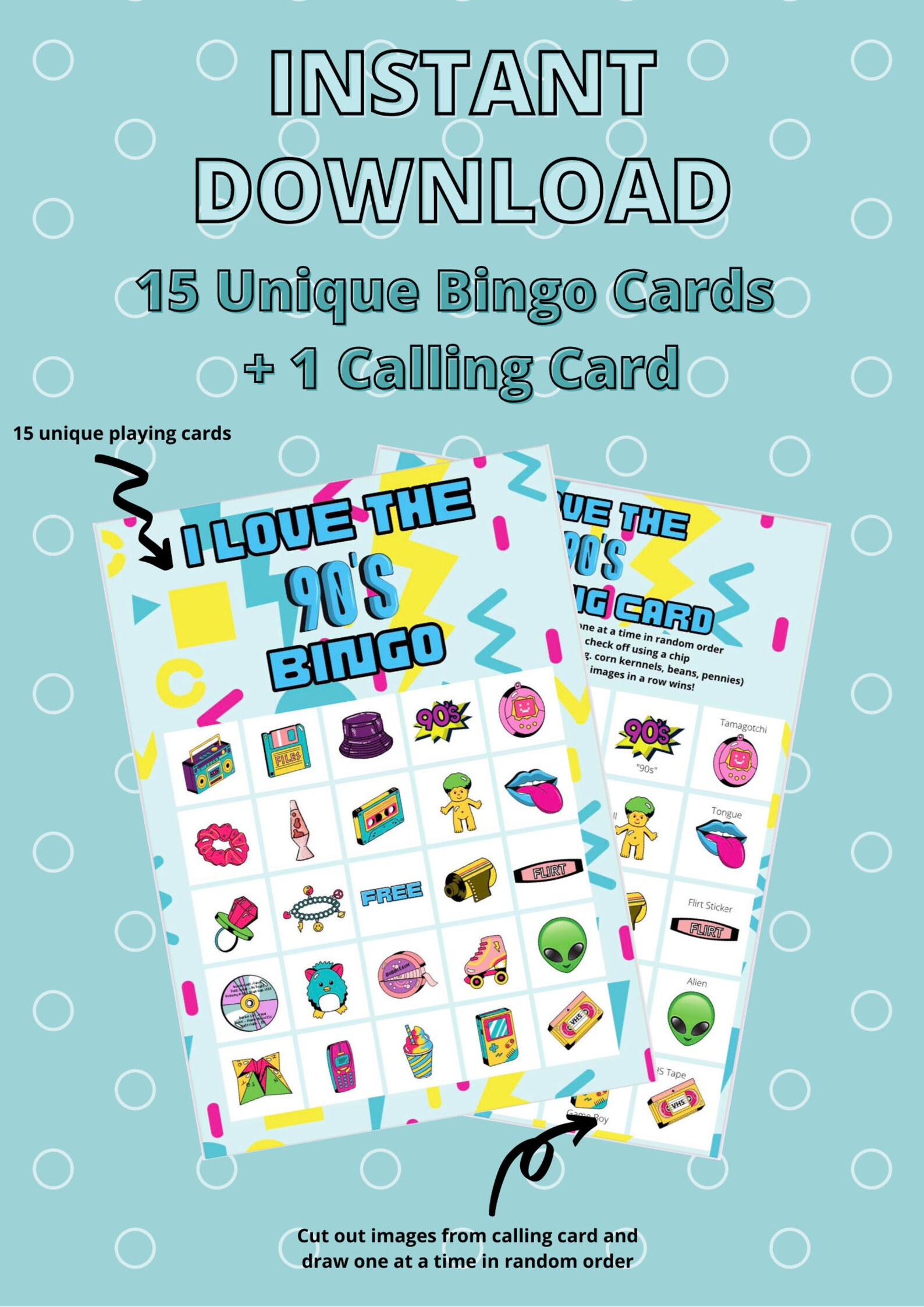 I Love the 90s Bingo Printable Pdfs, Bingo Party Games, 90s Bingo ...