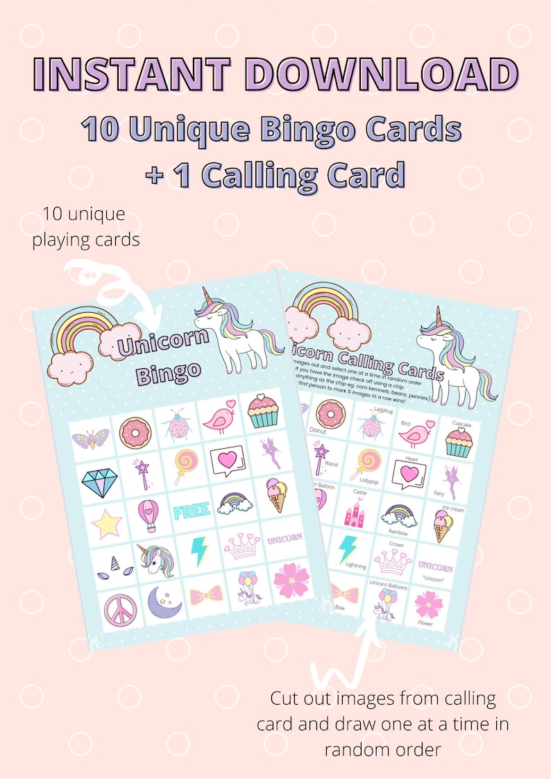 Unicorn Bingo, Unicorn Bingo Printable, Birthday Games, Bingo Party ...