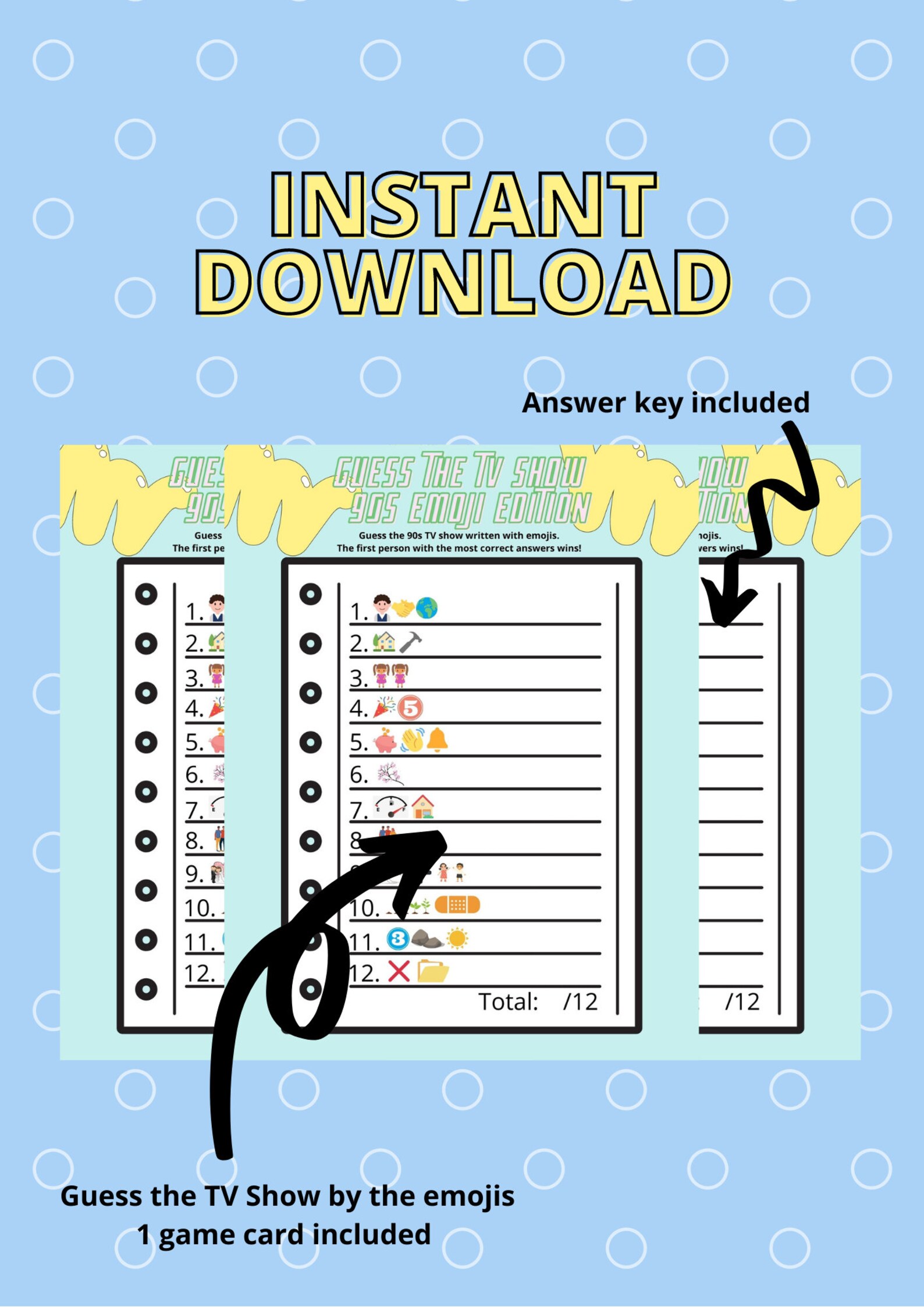 90s Emoji Pictionary, TV Show Emoji Game, Party Games, I Love the 90s ...