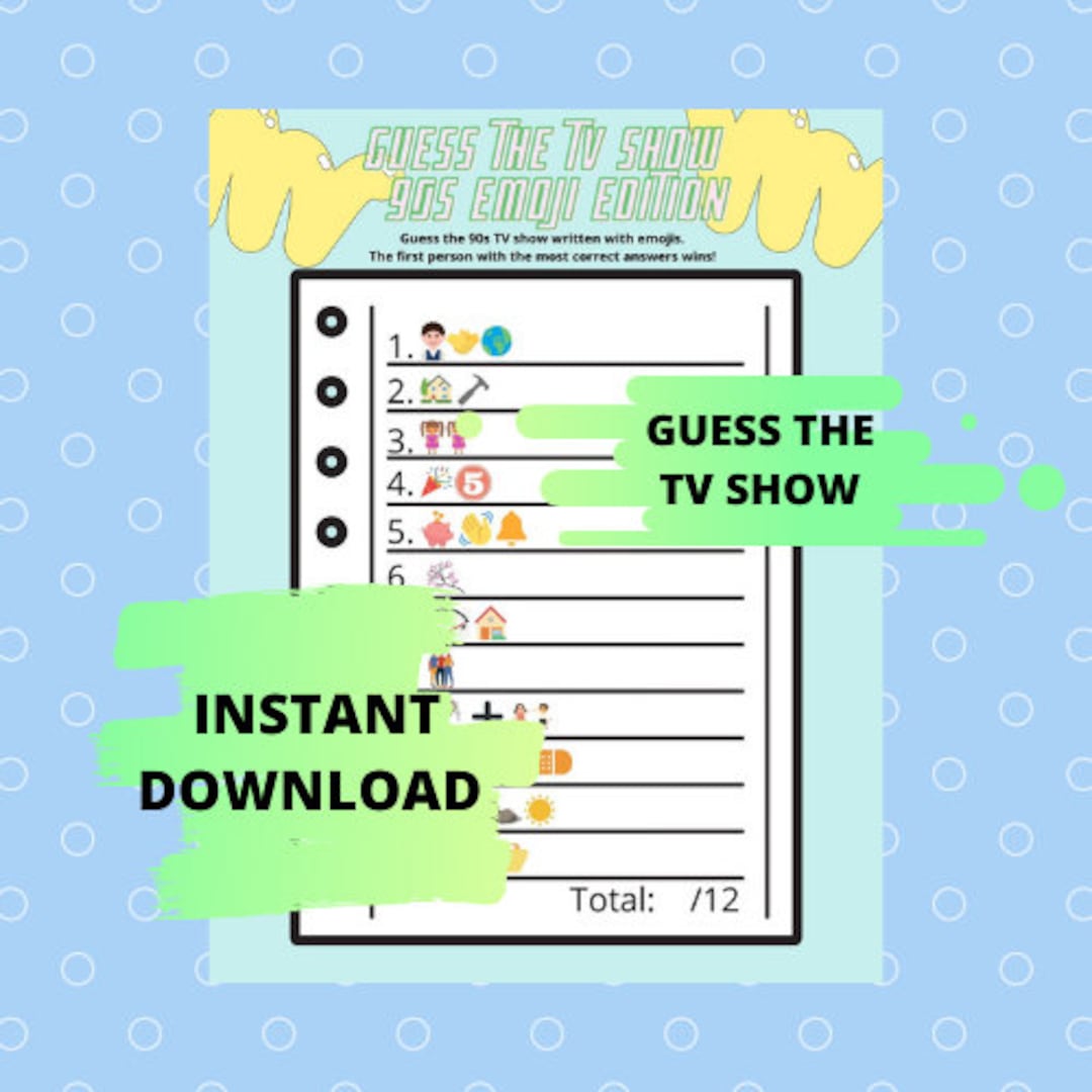 90s Emoji Pictionary, TV Show Emoji Game, Party Games, I Love the 90s ...