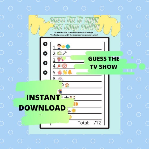 90s Emoji Pictionary, TV Show Emoji Game, Party Games, I Love the 90s ...