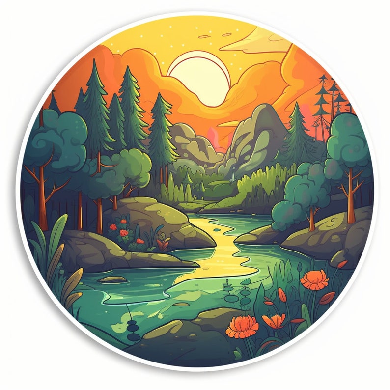 Digital Set of 3 Mountain Art Circle Designs - Etsy