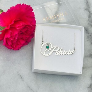 Personalised 925 Sterling Silver Name Necklace With Birthstone, - Etsy