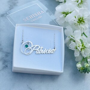 Personalised 925 Sterling Silver Name Necklace With Birthstone, - Etsy